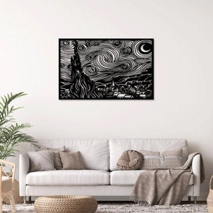 Starry Night Vincent Van Gogh Laser Cut Svg Dxf Files Wall Sticker ...