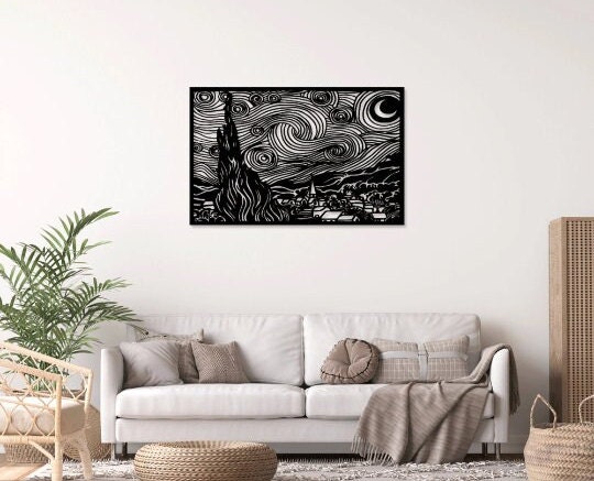 Starry Night Vincent Van Gogh Laser Cut Svg Dxf Files Wall - Etsy