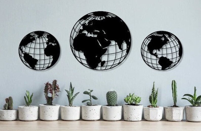World Globe Map Laser Cut Svg Dxf Files Wall Sticker Engraving Decal ...