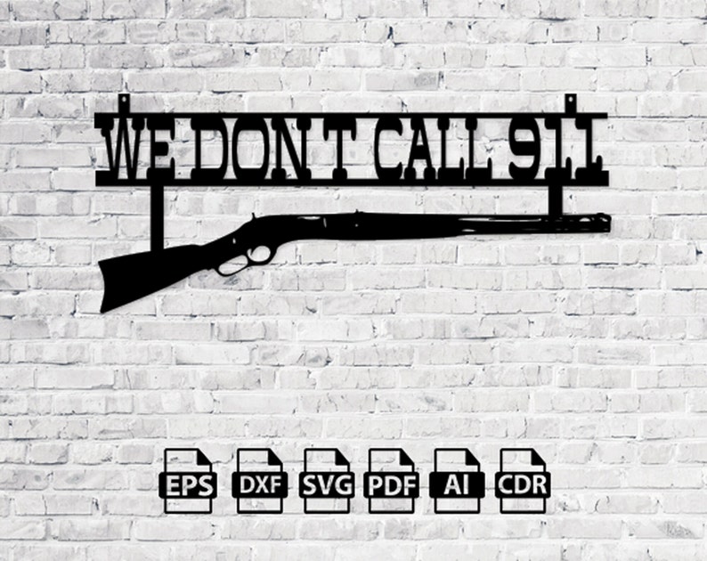 911 Rifle Gun Call Laser Cut Svg Dxf Files Wall Sticker Engraving Decal ...