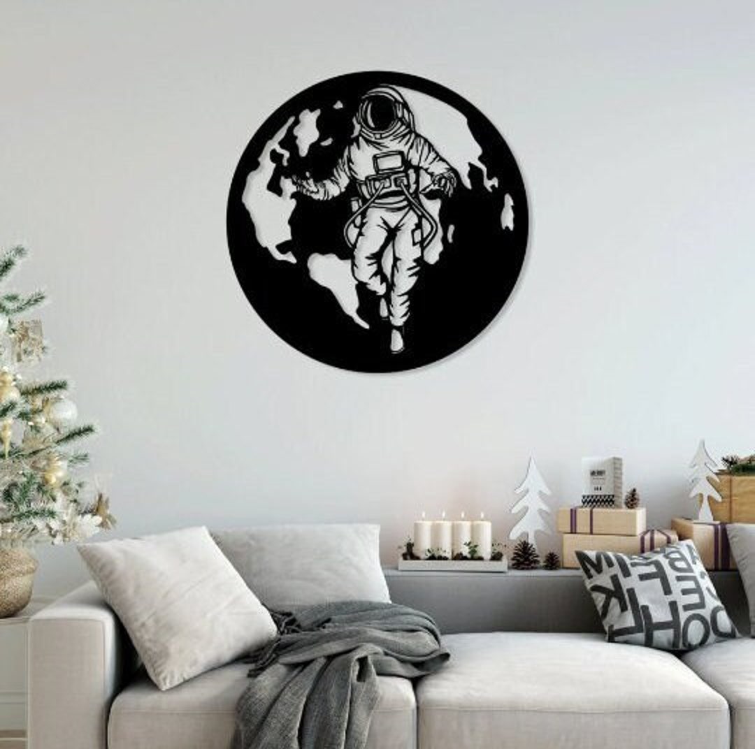Space Astronaut Planet Laser Cut Svg Dxf Files Wall Sticker - Etsy
