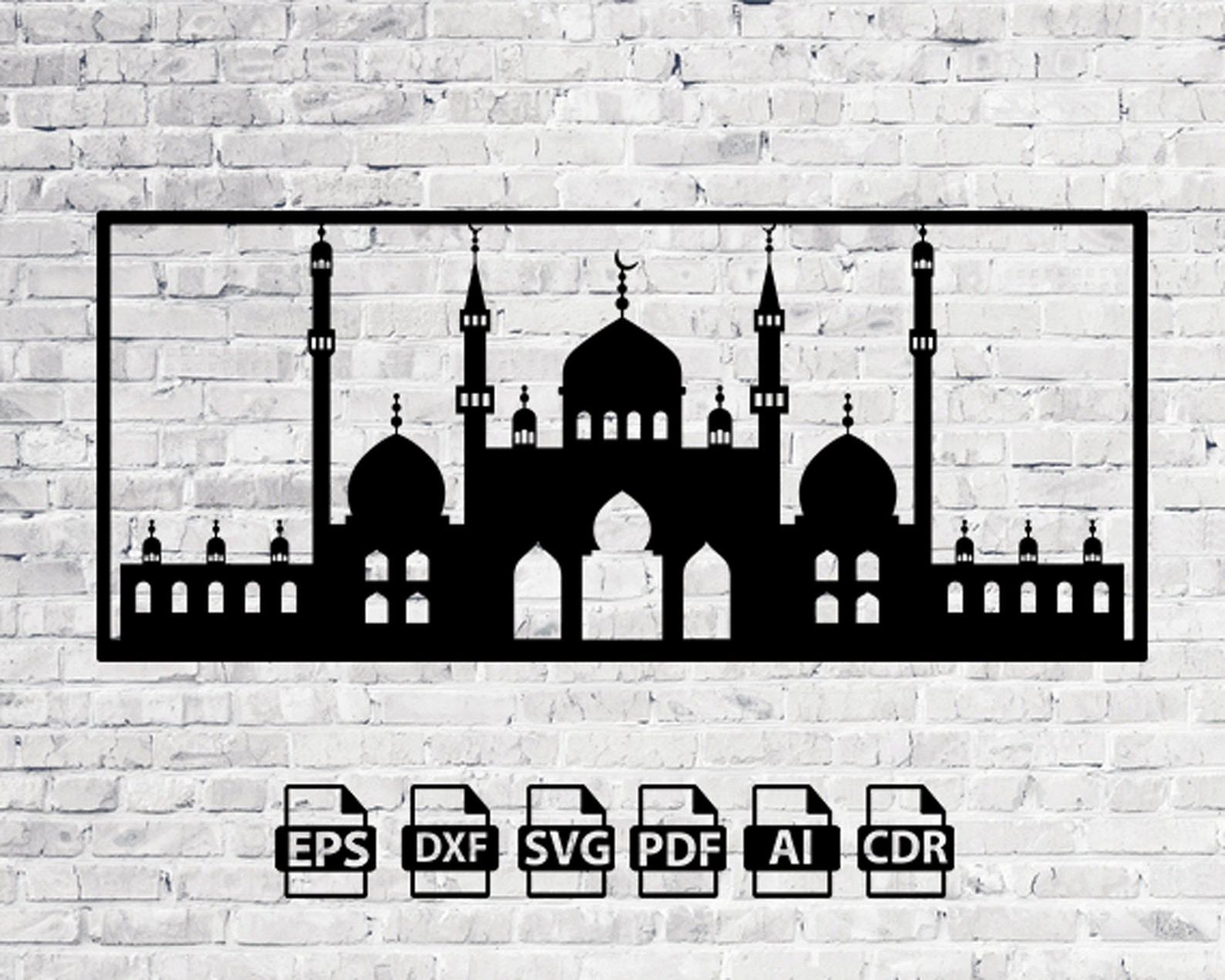 Mosque Muslim Islamic Svg Dxf Laser Cut Files Wall Sticker Engraving ...