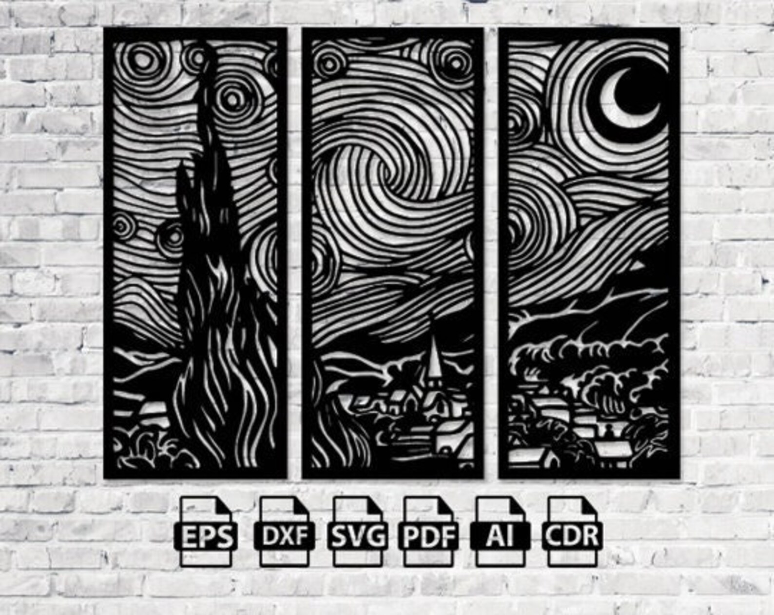 Starry Night Vincent Van Gogh Laser Cut Svg Dxf Files Wall - Etsy