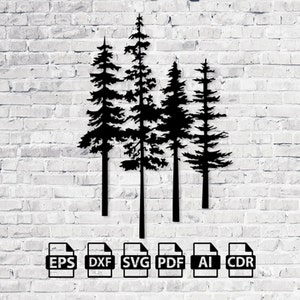 Pine Tree Laser Cut Files: Wall Art SVG DXF, Engraving Template ...