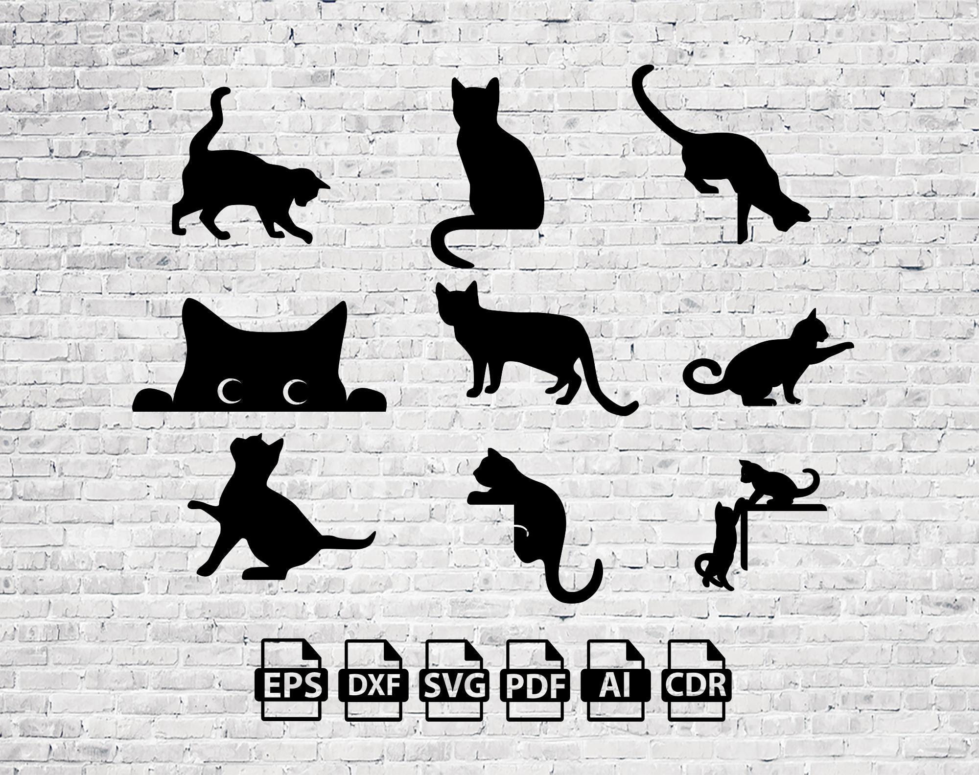 Cat Door Svg Trim Corners Dxf Decoration Laser Cut Files Wall Sticker ...