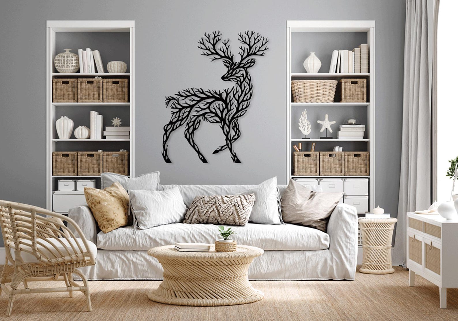 Tree Branch Deer Laser Cut Svg Dxf Files Wall Sticker Engraving Decal ...