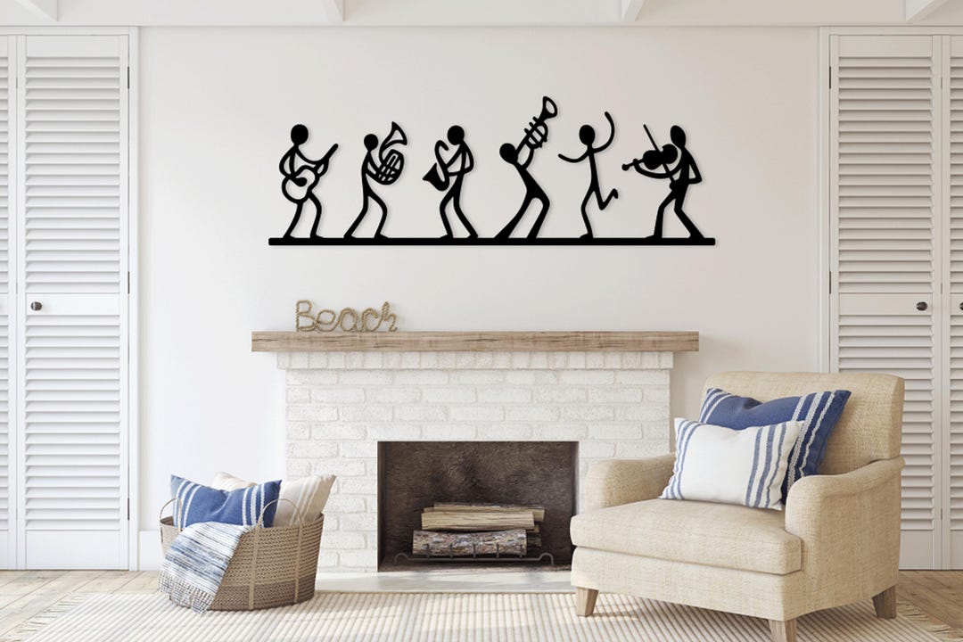 Musical Stick Figure Band Laser Cut Svg Dxf Files Wall Sticker ...