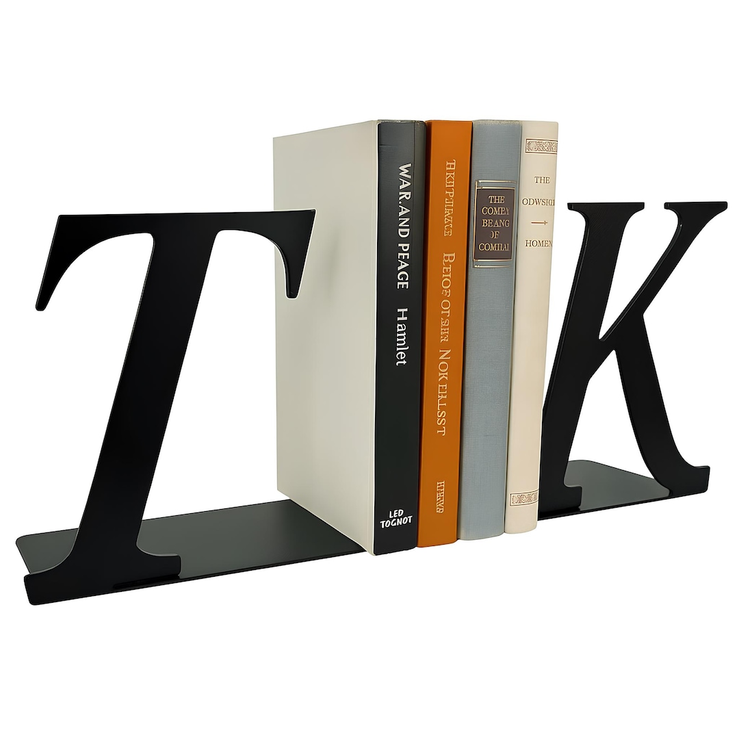 Italic A-Z Alphabet Metal Bookend Book Holder Stand Support Reading ...