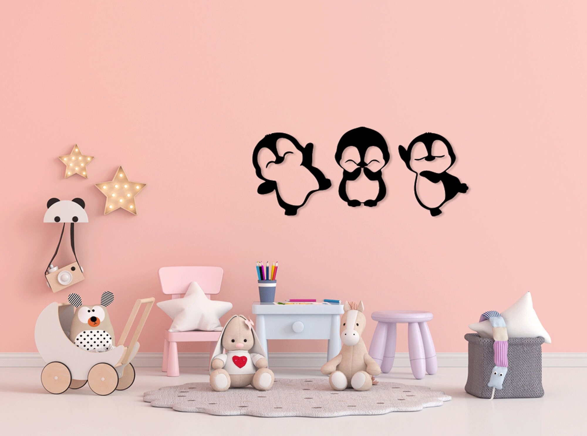 Penguins Cute Animals Laser Cut Svg Dxf Files Wall Sticker - Etsy