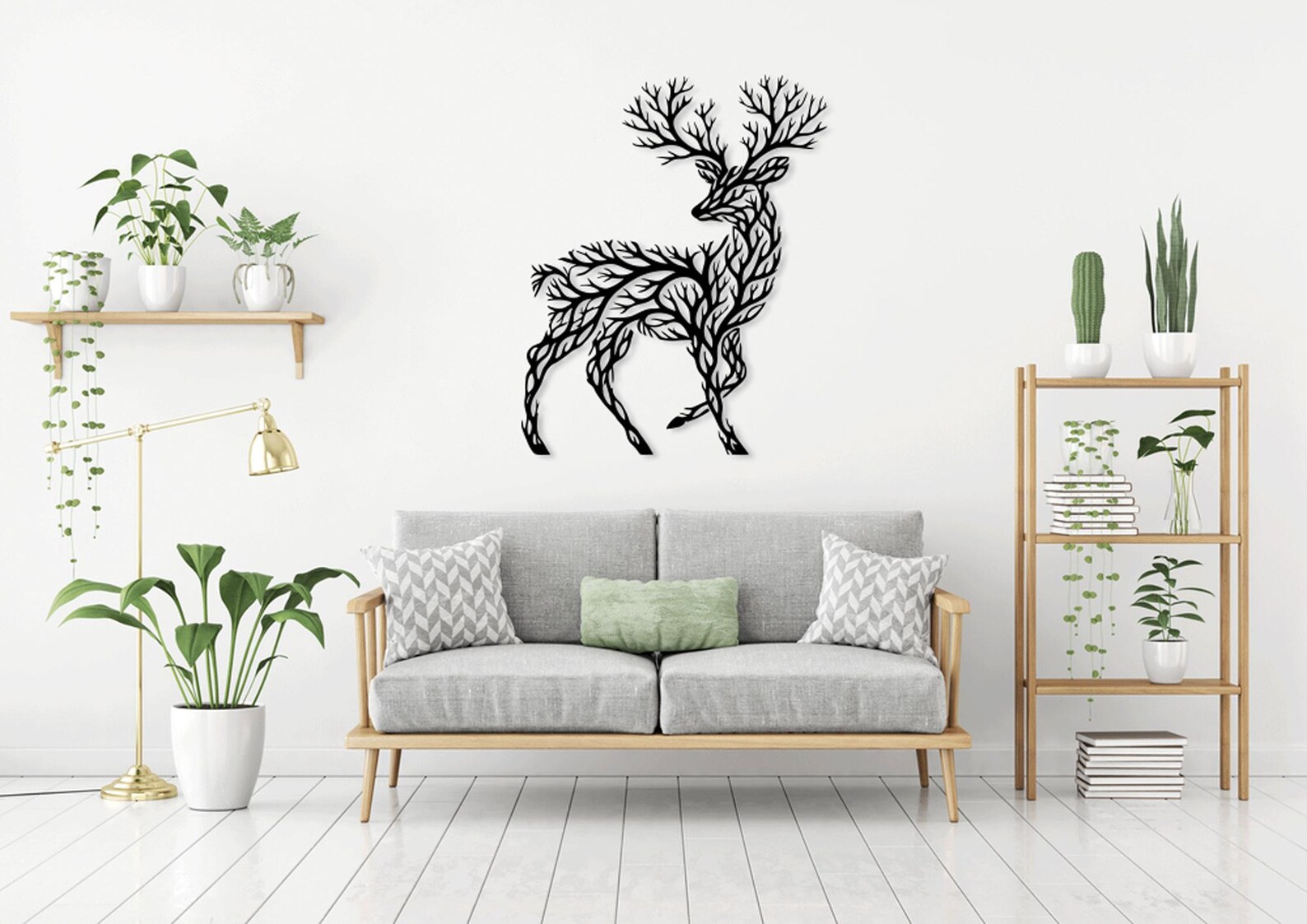 Tree Branch Deer Laser Cut Svg Dxf Files Wall Sticker Engraving Decal ...