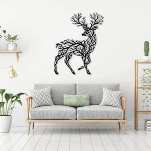 Tree Branch Deer Laser Cut Svg Dxf Files Wall Sticker Engraving Decal ...