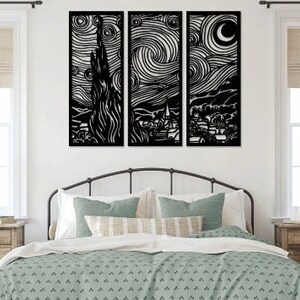 Starry Night Vincent Van Gogh Laser Cut Svg Dxf Files Wall Sticker ...