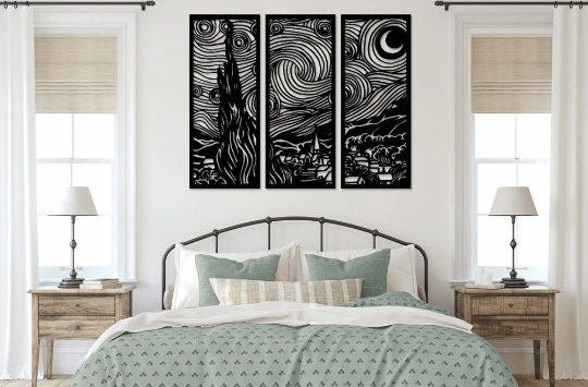 Starry Night Vincent Van Gogh Laser Cut Svg Dxf Files Wall Sticker ...