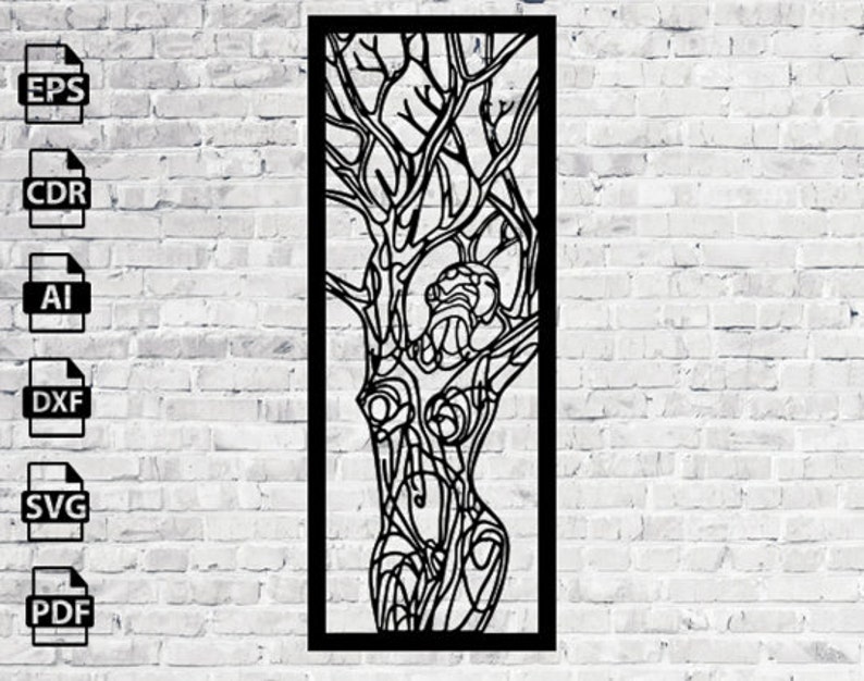 Woman Tree Branch Laser Cut Dxf Svg Glowforge Files Wall Sticker ...