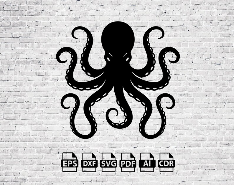 Octopus Laser Cut Svg Dxf Files Wall Sticker Engraving Decal Silhouette ...