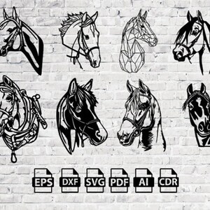 Horse Head Horses Laser Cut Svg Dxf Pdf Files Wall Sticker Engraving ...