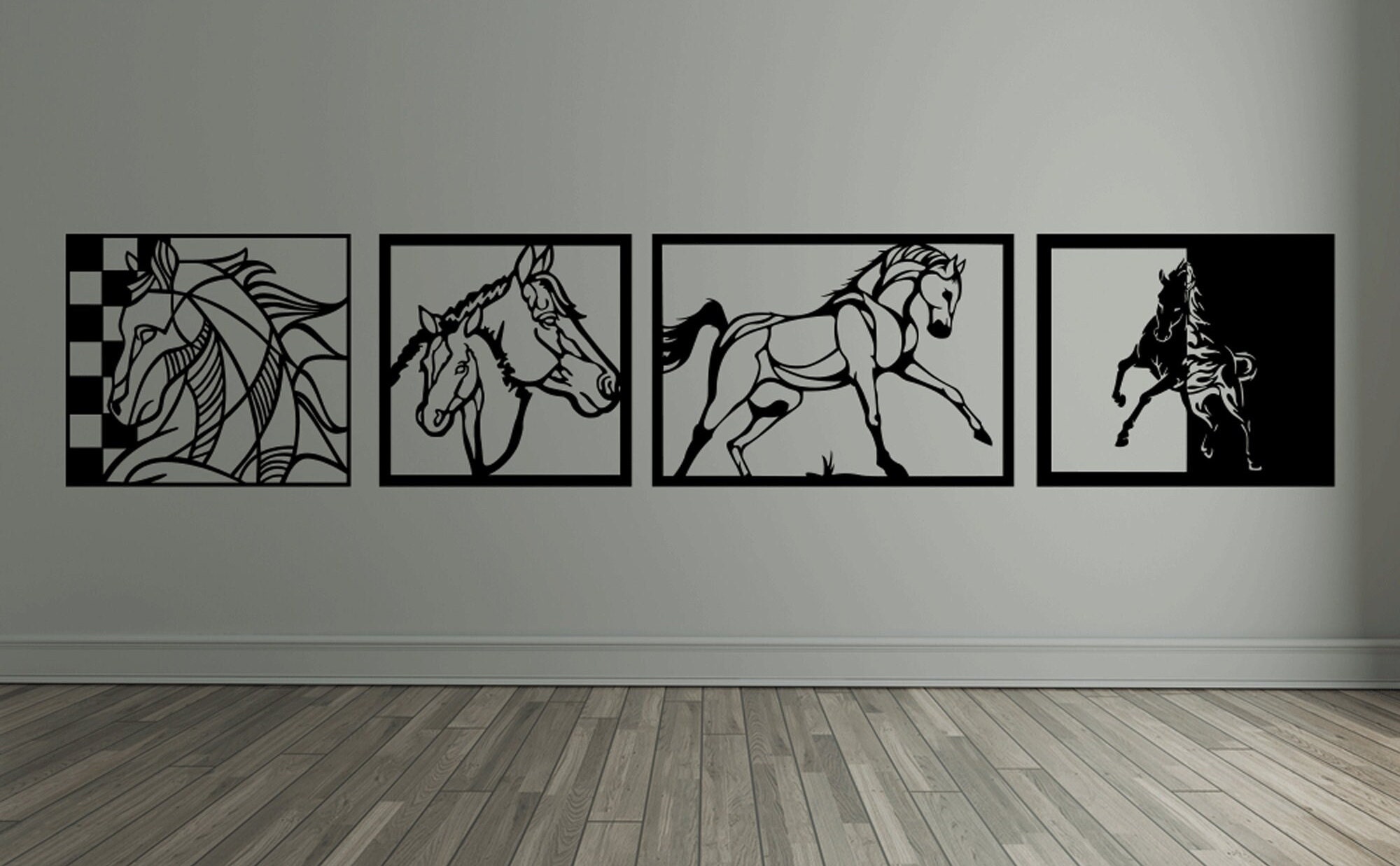 11 Pcs Horse Head Horses Laser Cut Svg Dxf Pdf Files Wall Sticker ...