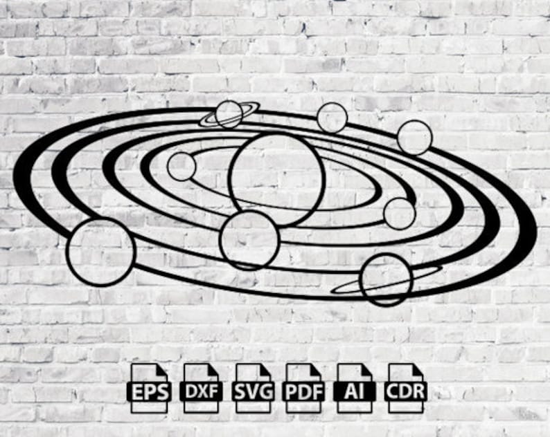 Planets Solar System Space Laser Cut Svg Dxf Pdf Files Wall Sticker ...