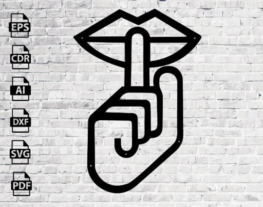 Silence Silent Quiet Laser Cut Svg Dxf Png Glowforge Files Wall Sticker ...