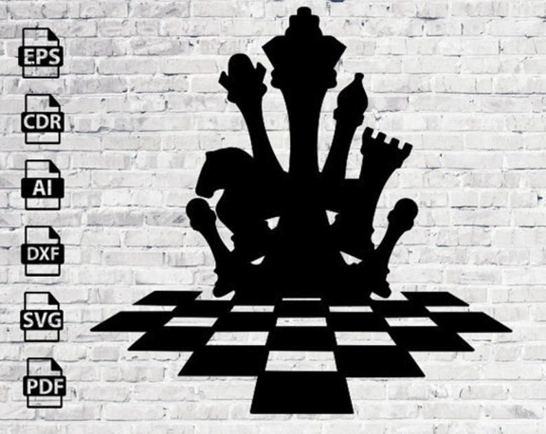 Chess Laser Cut Svg Dxf Files Wall Sticker Engraving Decal - Etsy
