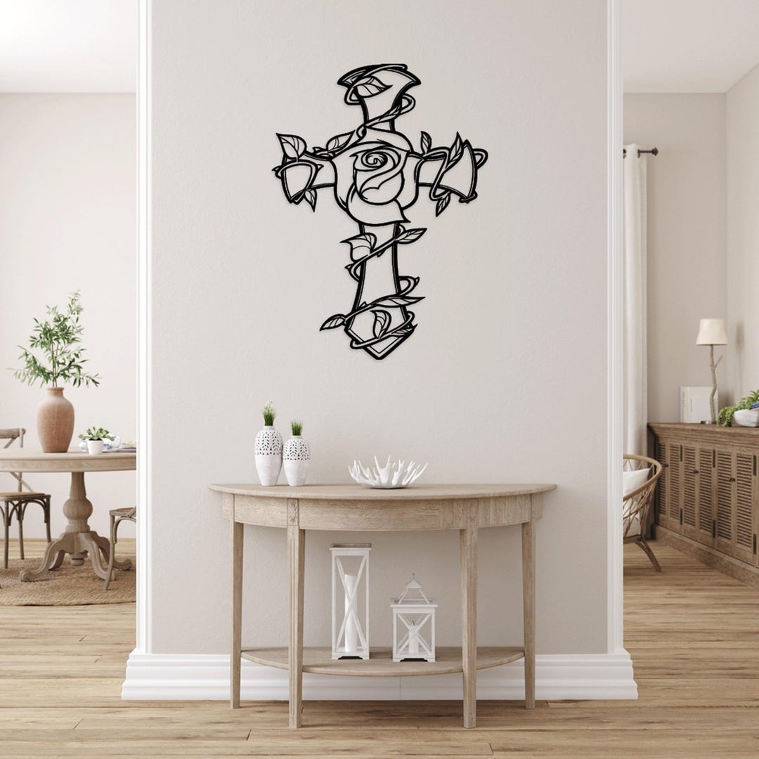 Crosses Rose Laser Cut Svg Dxf Glowforge Files Wall Sticker Engraving ...