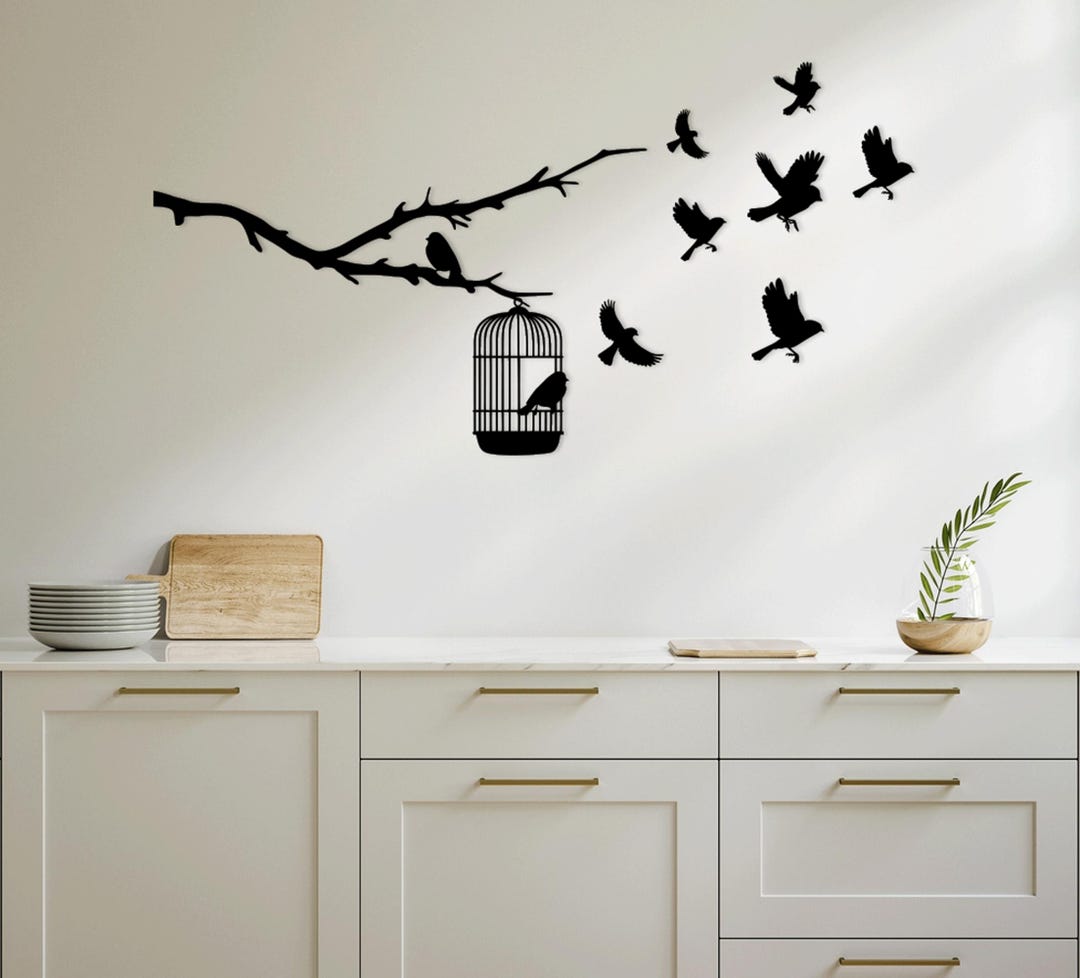 Oiseaux découpés au laser fichiers svg dxf sticker mural gravure ...