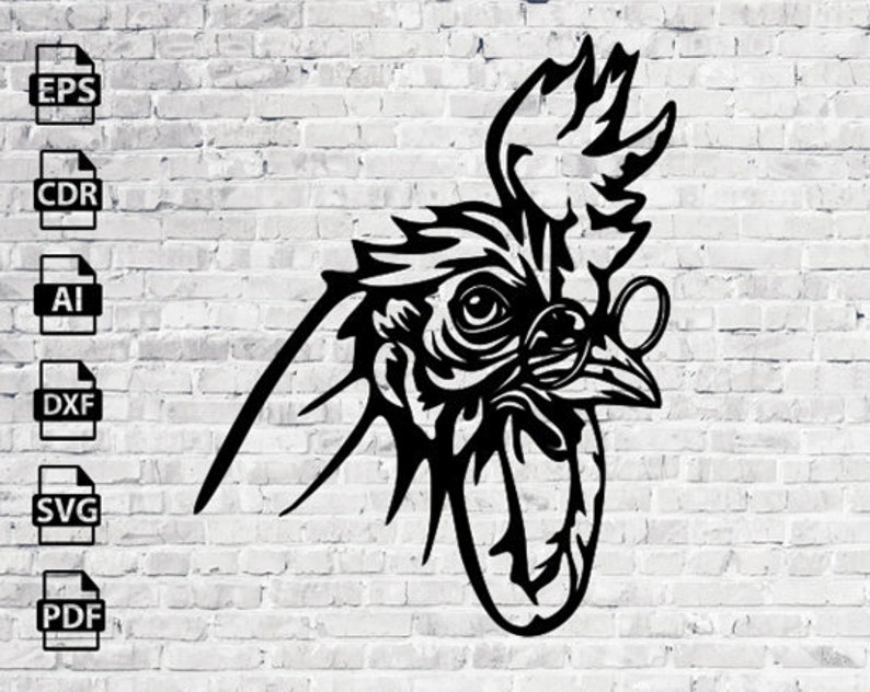 Rooster Chicken Laser Cut Svg Dxf Files Wall Sticker Engraving - Etsy