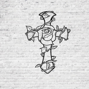 Crosses Rose Laser Cut Svg Dxf Glowforge Files Wall Sticker Engraving ...