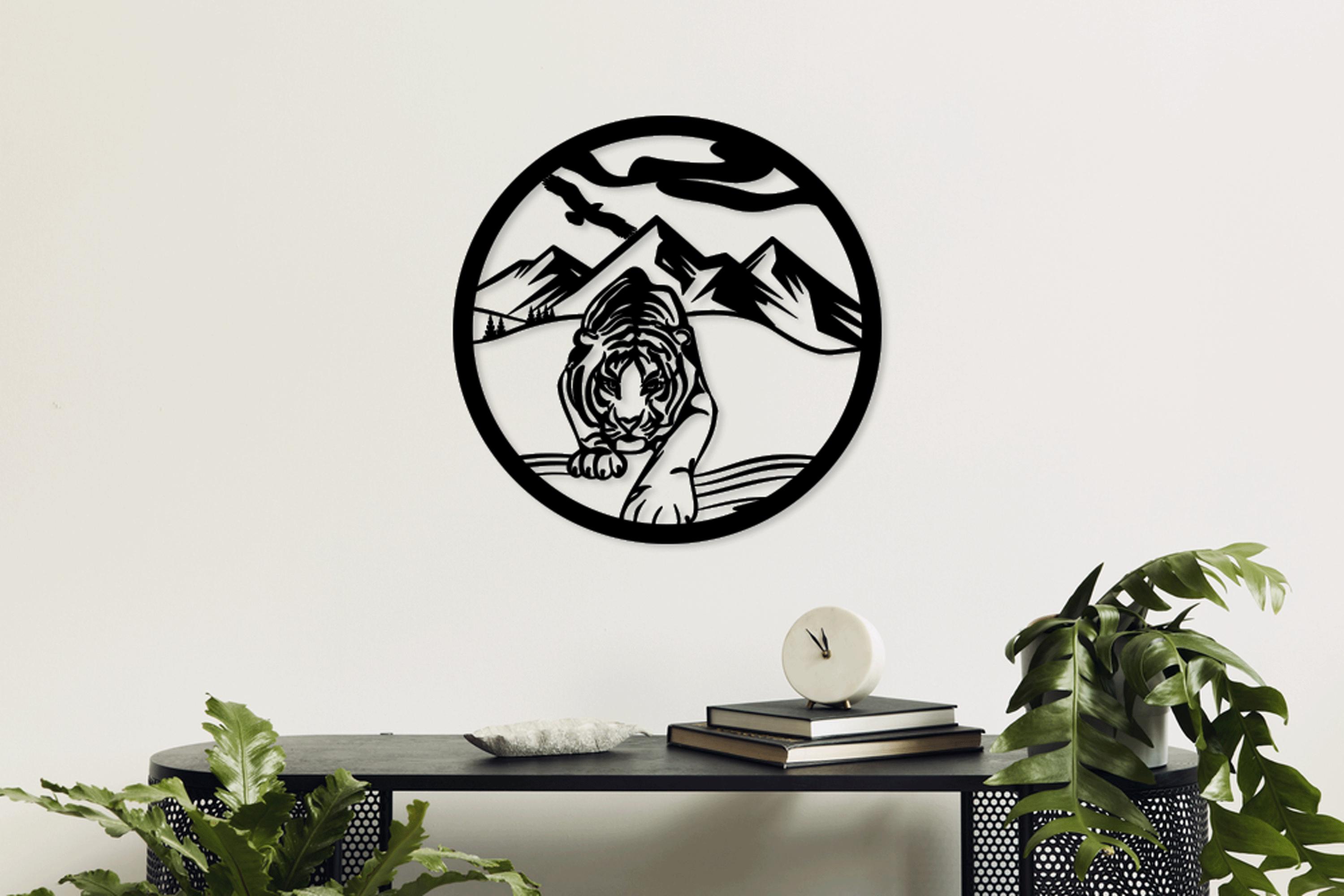 Tiger Mountain Dxf Svg Laser Cut Glowforge Files Wall Sticker Engraving ...