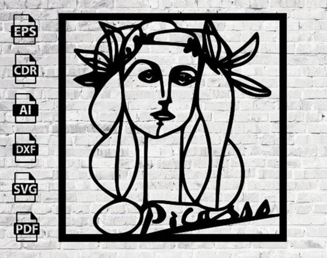 Painting Picasso Art Laser Cut Svg Dxf Cdr Glowforge Files Wall Sticker ...