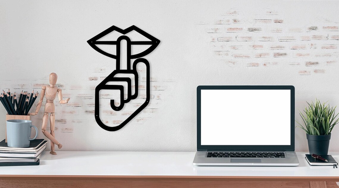 Silence Silent Quiet Laser Cut Svg Dxf Png Glowforge Files Wall Sticker ...