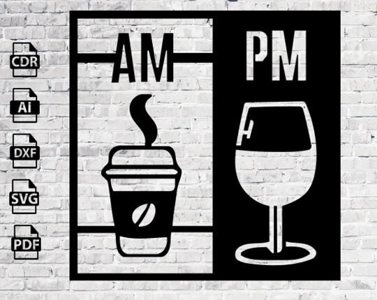Coffee Wine Laser Cut Svg Dxf Files Wall Sticker Engraving - Etsy