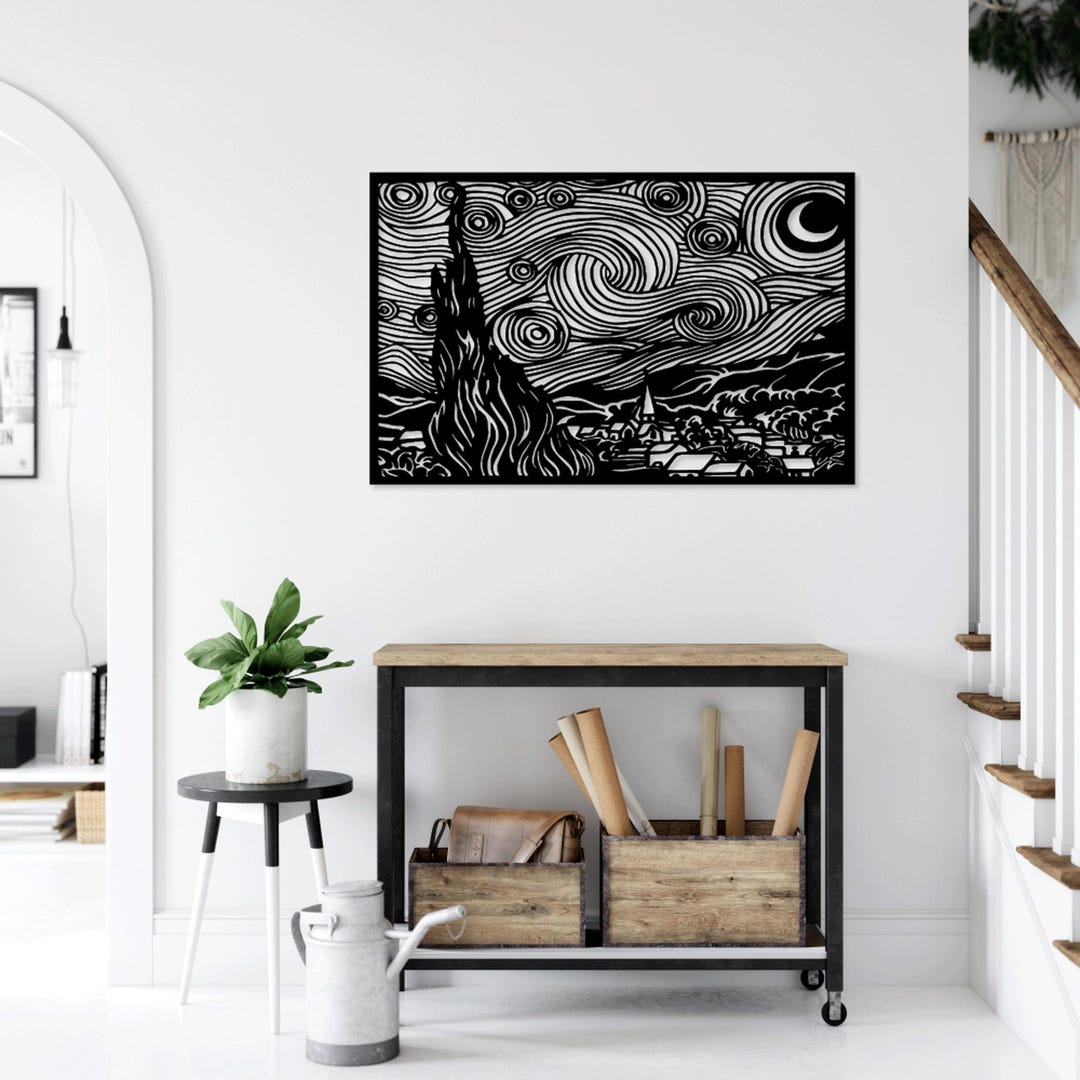 Starry Night Vincent Van Gogh Laser Cut Svg Dxf Files Wall Sticker ...