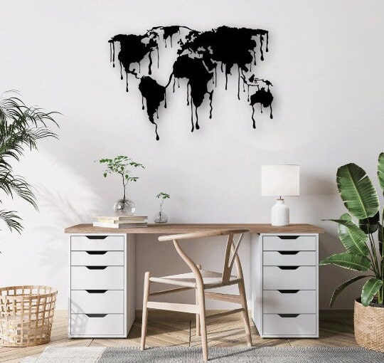 World Globe Map Laser Cut Svg Dxf Files Wall Sticker Engraving - Etsy