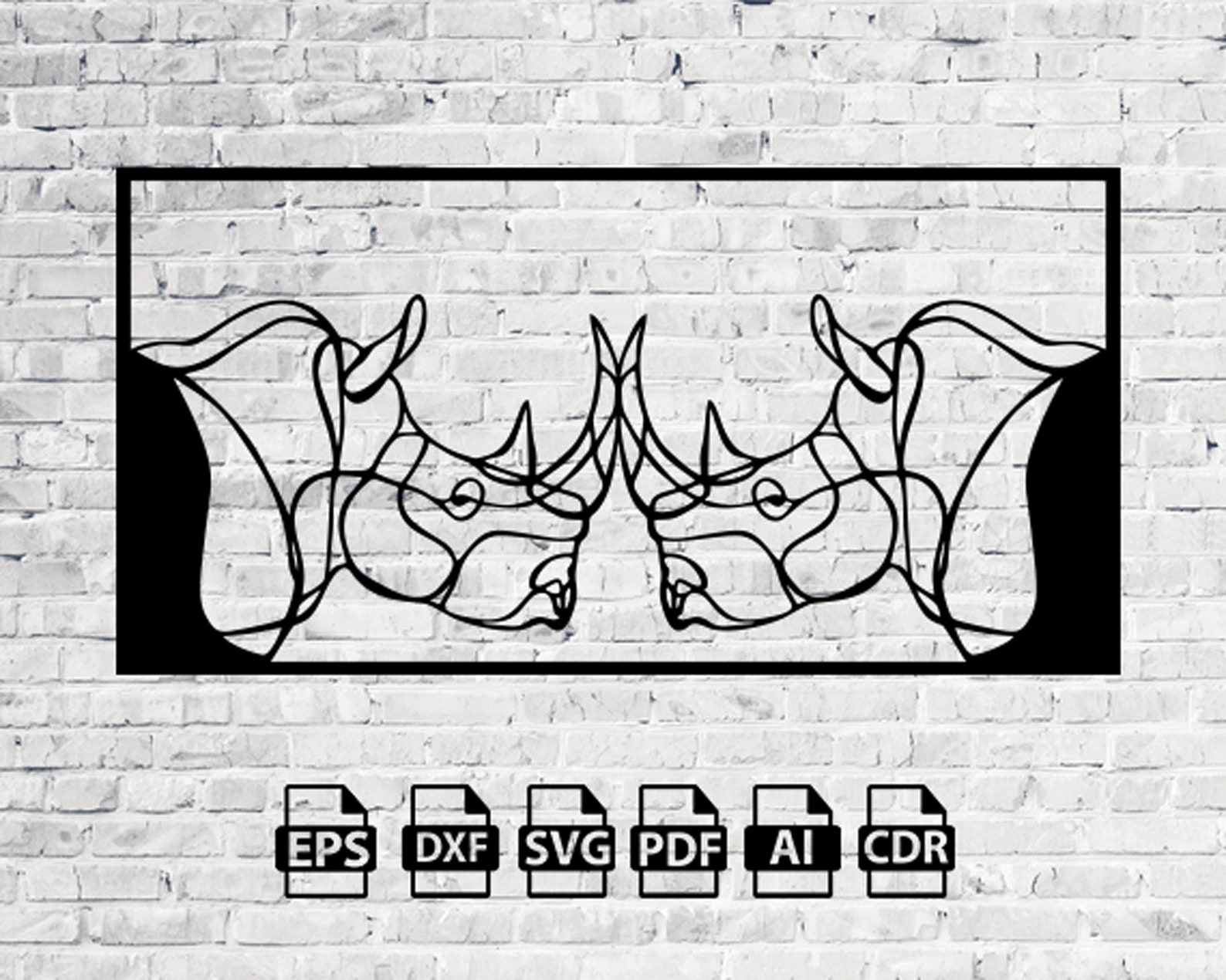 Rhino Laser Cut Svg Dxf Files Wall Sticker Engraving Decal Silhouette ...