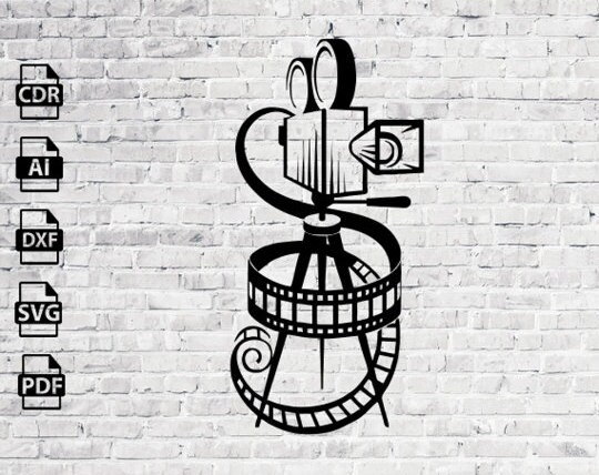 Movie Camera Cinema Laser Cut Svg Dxf Files Wall Sticker - Etsy