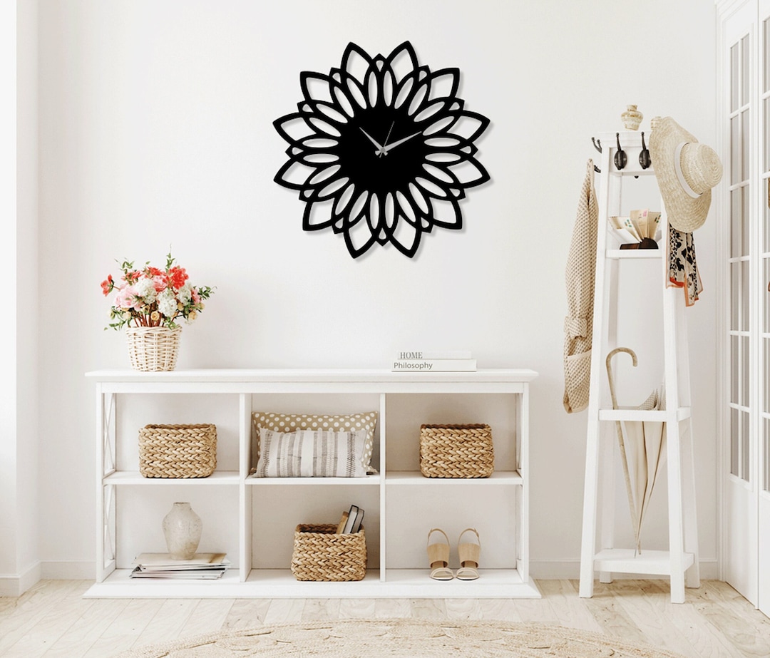 Lotus Flower Clock Watch Laser Cut SVG DXF Files Wall Art Engraving ...