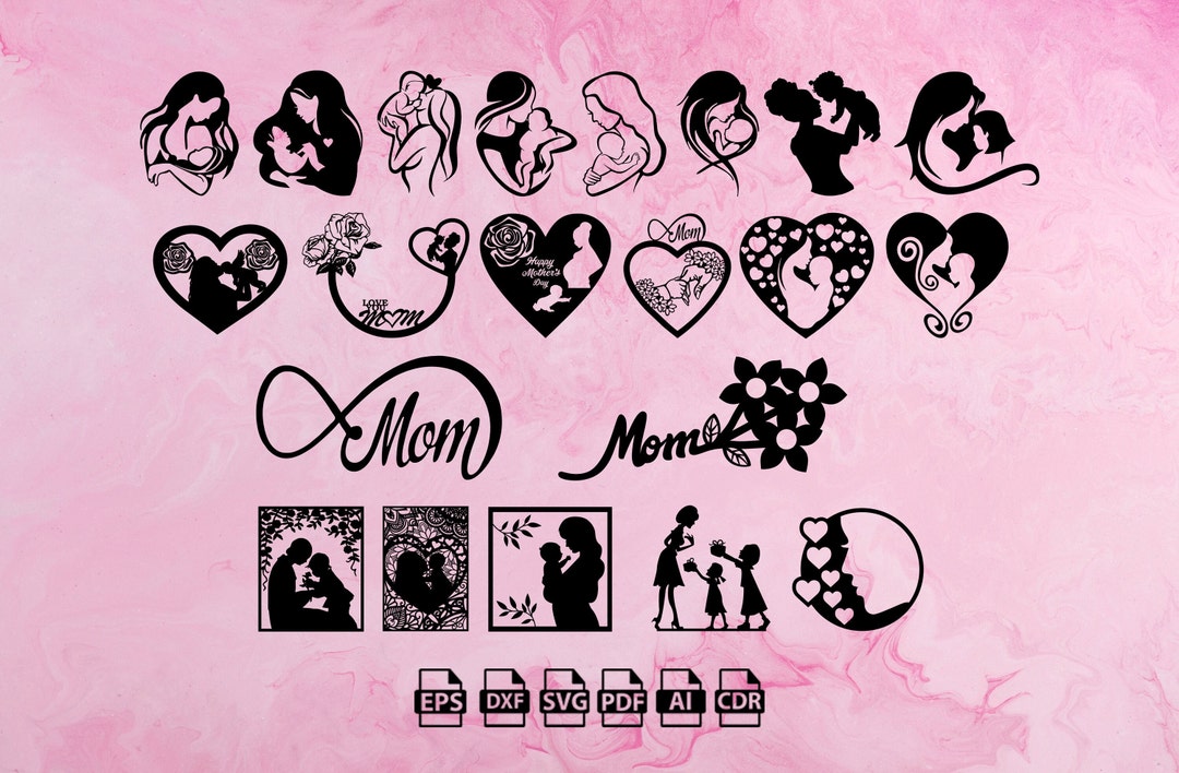 Mother Mom Love Son Daughter Laser Cut Svg Dxf Files Wall Sticker ...