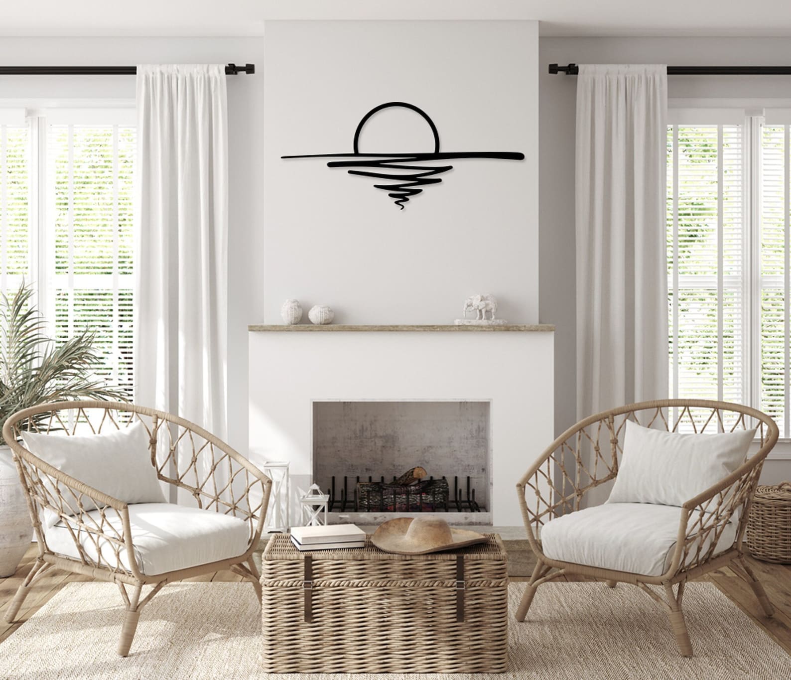 Sunset Sun Sea Laser Cut Svg Dxf Files Wall Sticker Engraving - Etsy