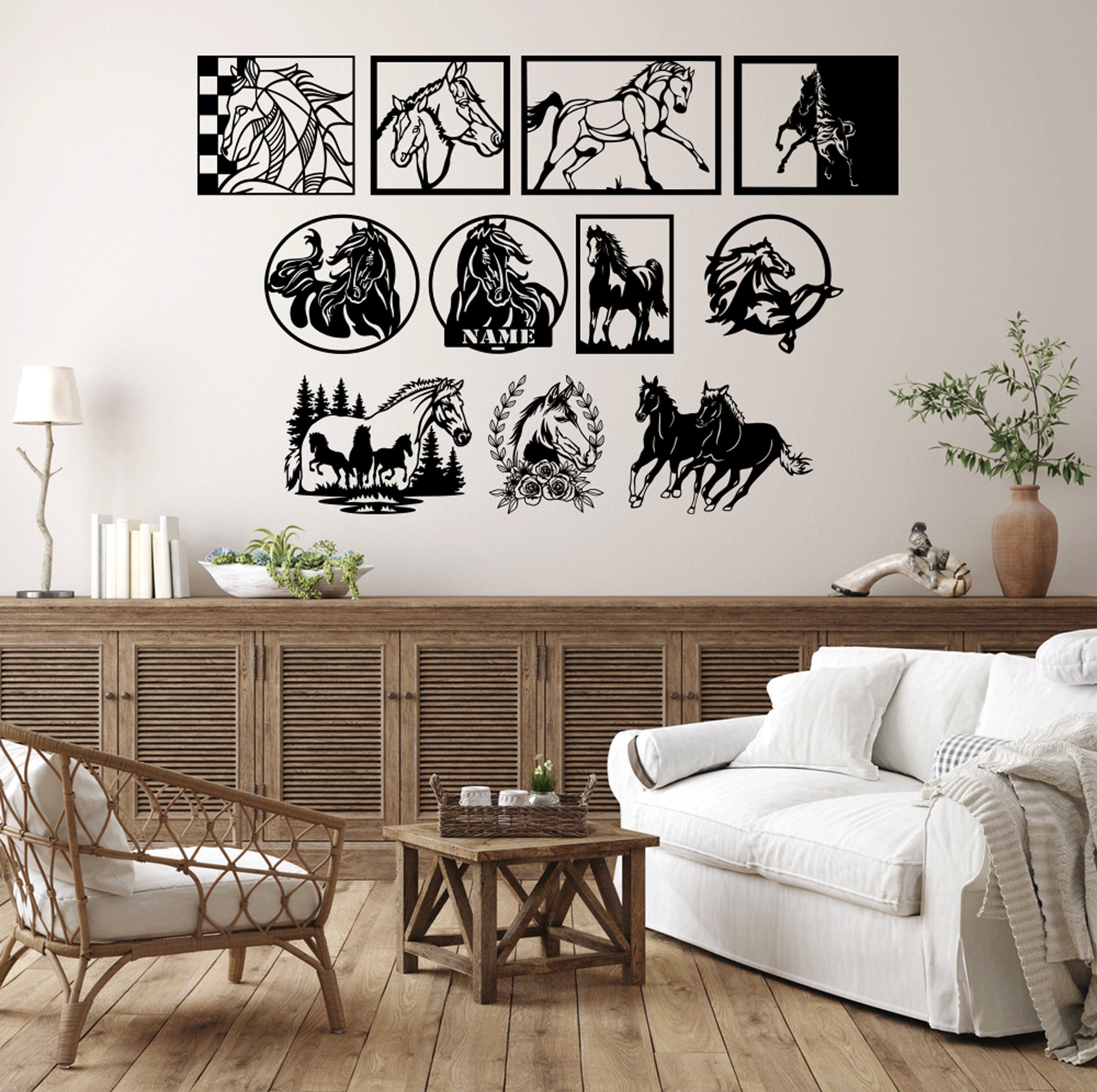 11 Pcs Horse Head Horses Laser Cut Svg Dxf Pdf Files Wall Sticker ...