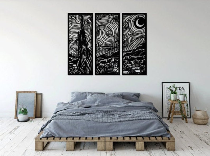 Starry Night Vincent Van Gogh Laser Cut Svg Dxf Files Wall Sticker ...
