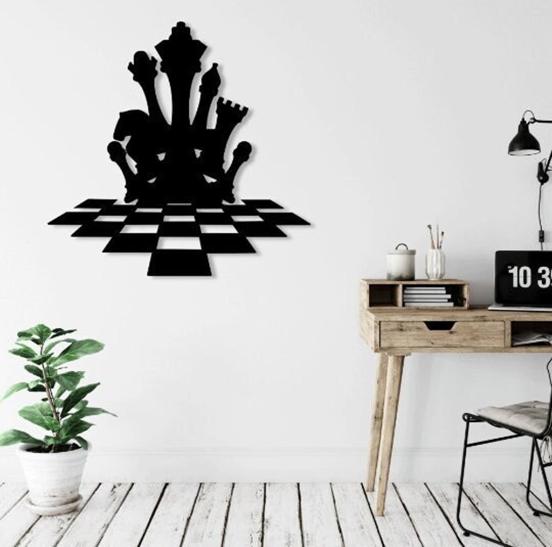 Chess Laser Cut Svg Dxf Files Wall Sticker Engraving Decal Silhouette ...