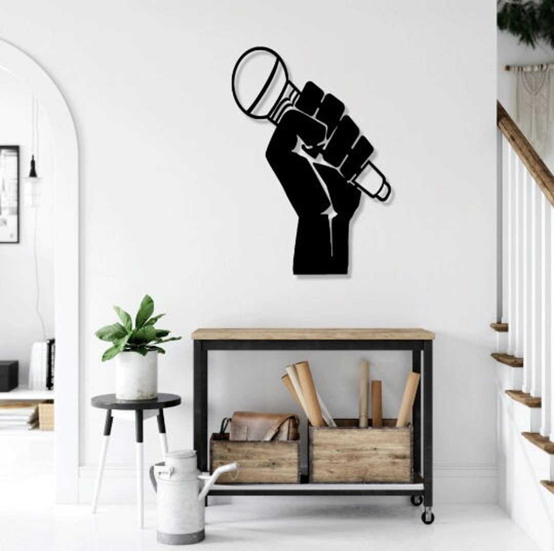 Microphone Music Laser Cut Svg Dxf Files Wall Sticker Engraving Decal ...