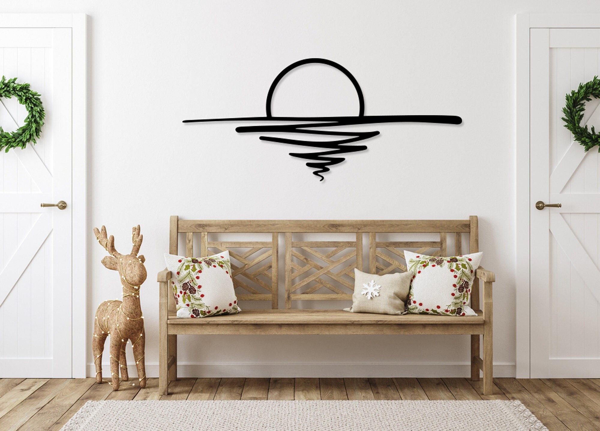 Sunset Sun Sea Laser Cut Svg Dxf Files Wall Sticker Engraving Decal ...