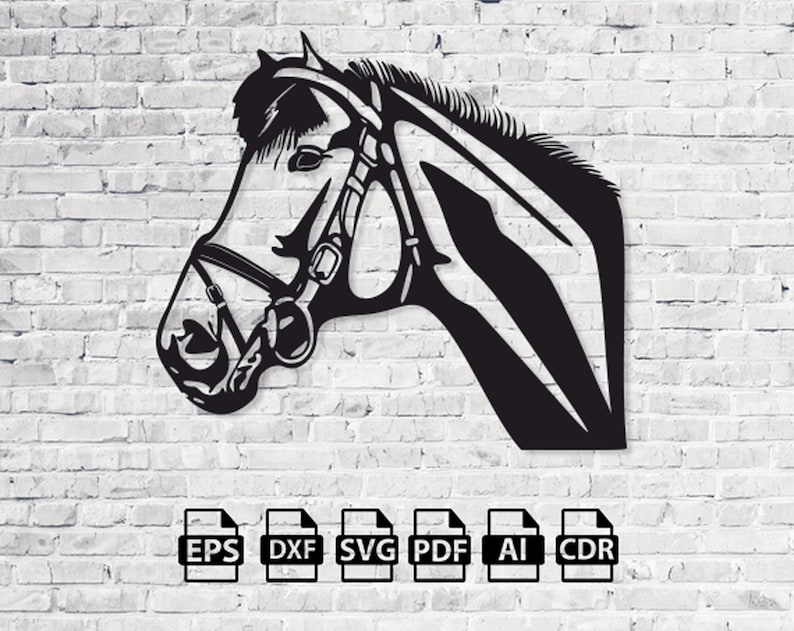 Caballo, caballos corte láser svg dxf archivos etiqueta de la pared ...