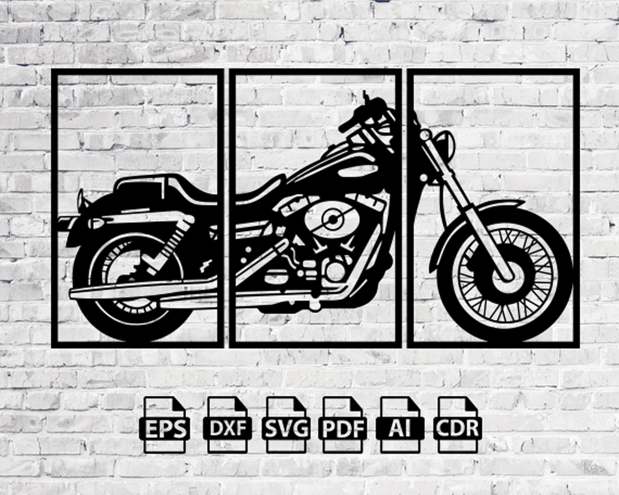 Motorcycle Chopper Motor Bike Laser Cut Svg Dxf Pdf Files Wall Sticker ...