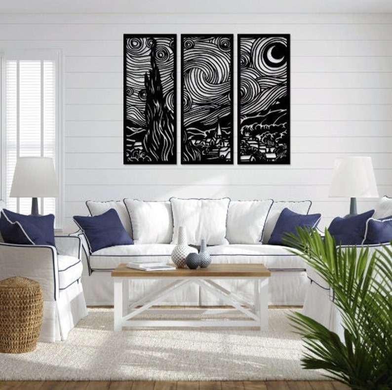 Starry Night Vincent Van Gogh Laser Cut Svg Dxf Files Wall Sticker ...