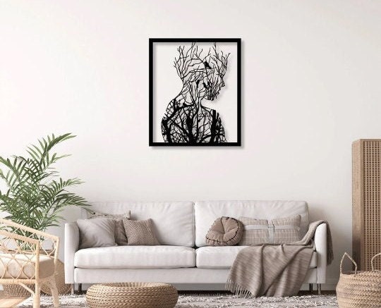 Tree Woman Branch Svg Dxf Glowforge Laser Cut Files Wall Sticker ...