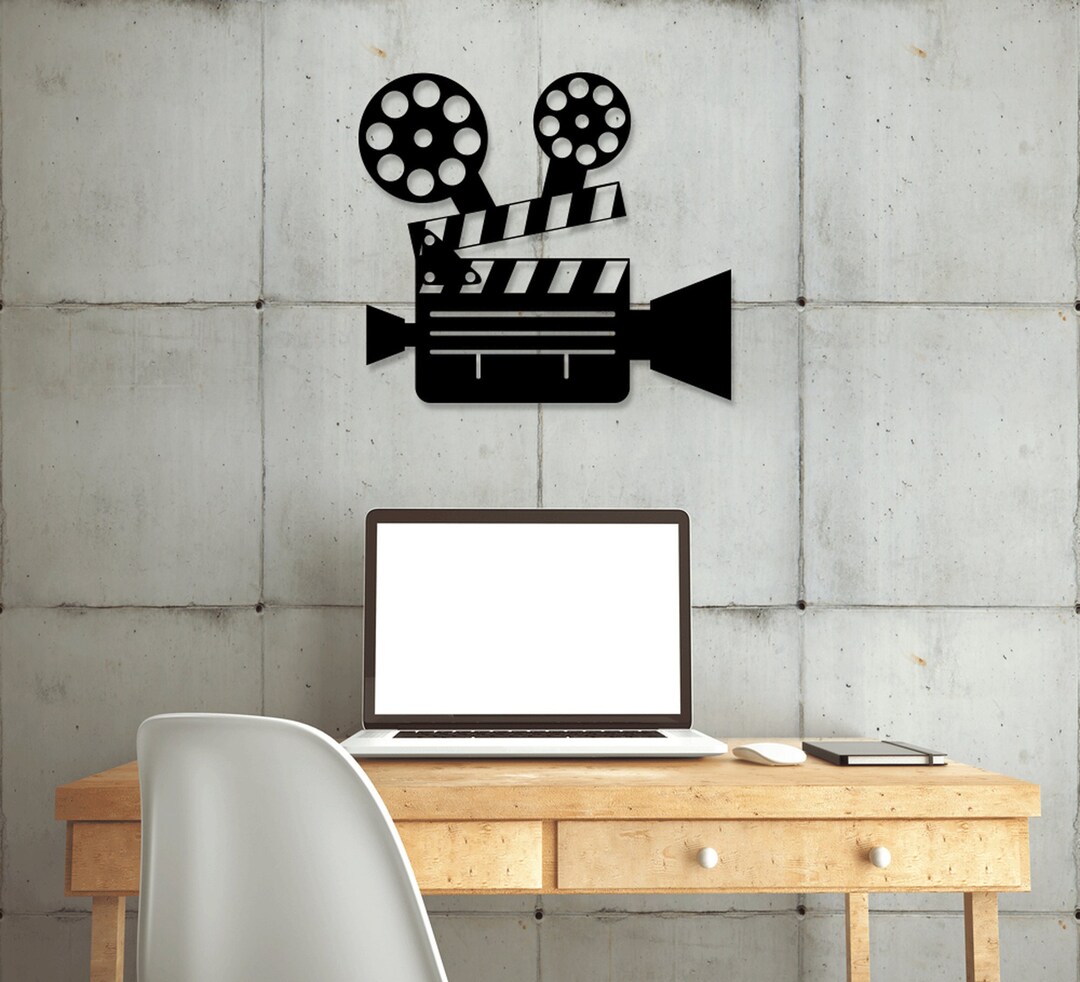 Movie Camera Clacket Laser Cut Svg Dxf Files Wall Sticker Engraving ...