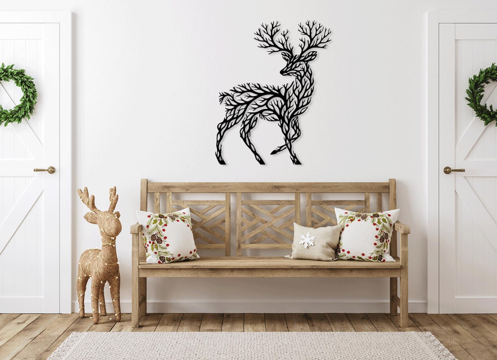 Tree Branch Deer Laser Cut Svg Dxf Files Wall Sticker Engraving Decal ...